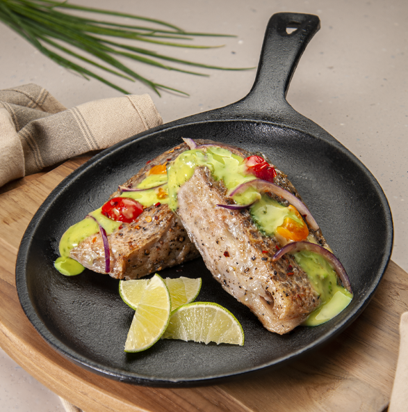 Imagen receta Posta de pescado a las brasas marinado con Guacamole